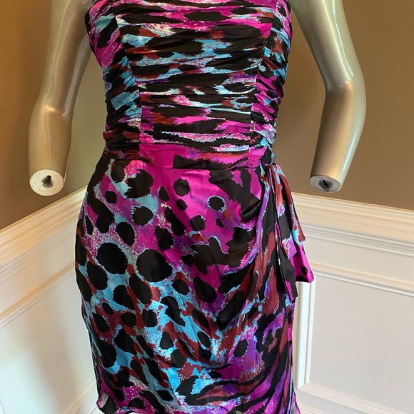 Cache | Dresses | Cache Silk Strapless Dress Wpleated Bodice Size 4 ...